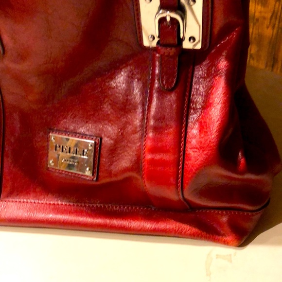 Pelle Studio | Bags | Vintage Pelle Brick Red Handbag With Silver ...